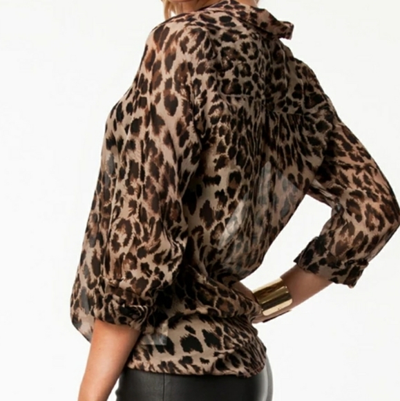 fashion designs | Tops | Leopard Print Long Sleeve Blouse | Poshmark